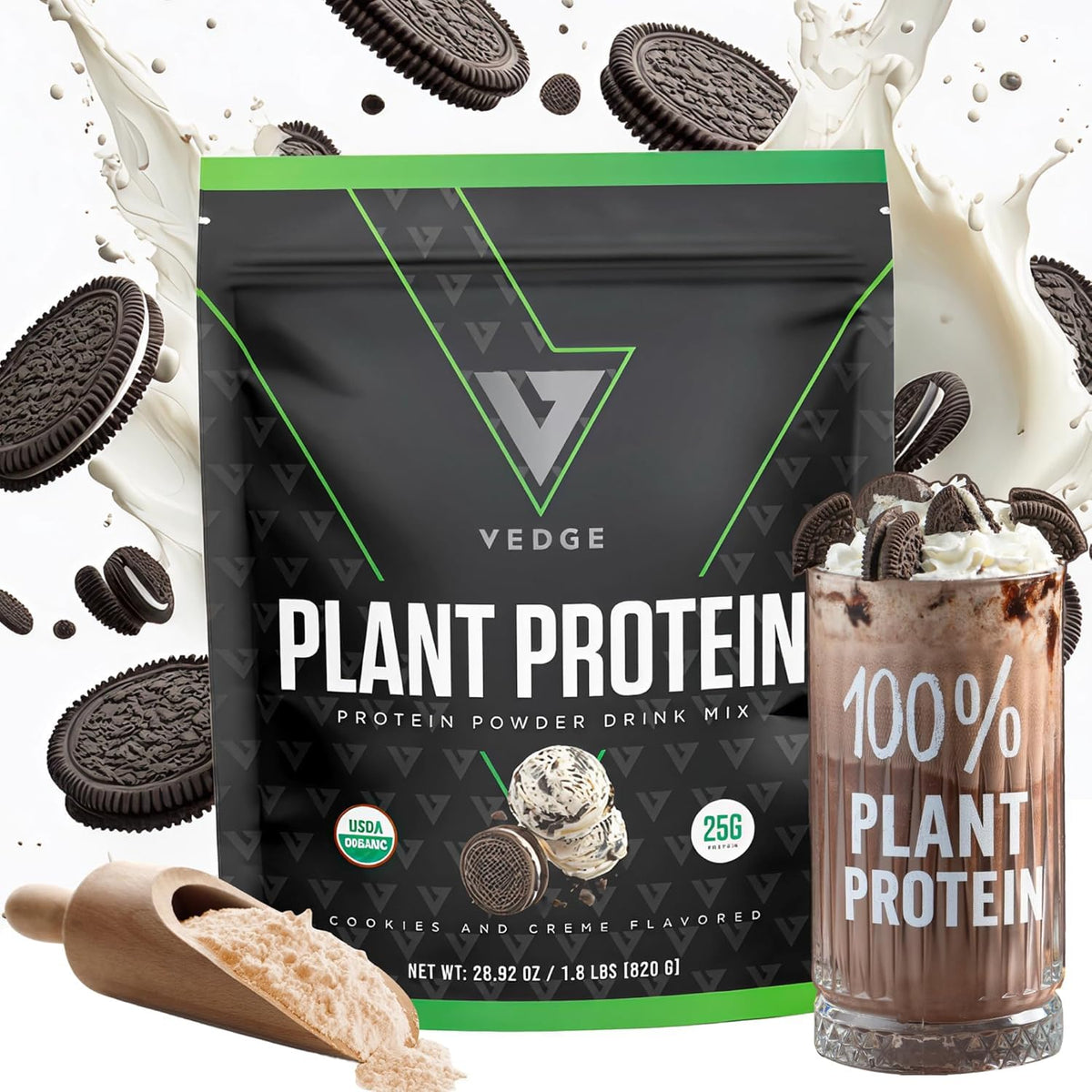 VEGDE vegan protein powder cookies and creme
