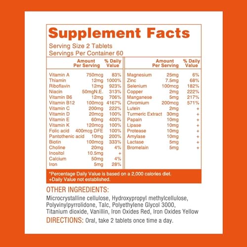 vegetarian blended vitamin & mineral supplements with enzymes