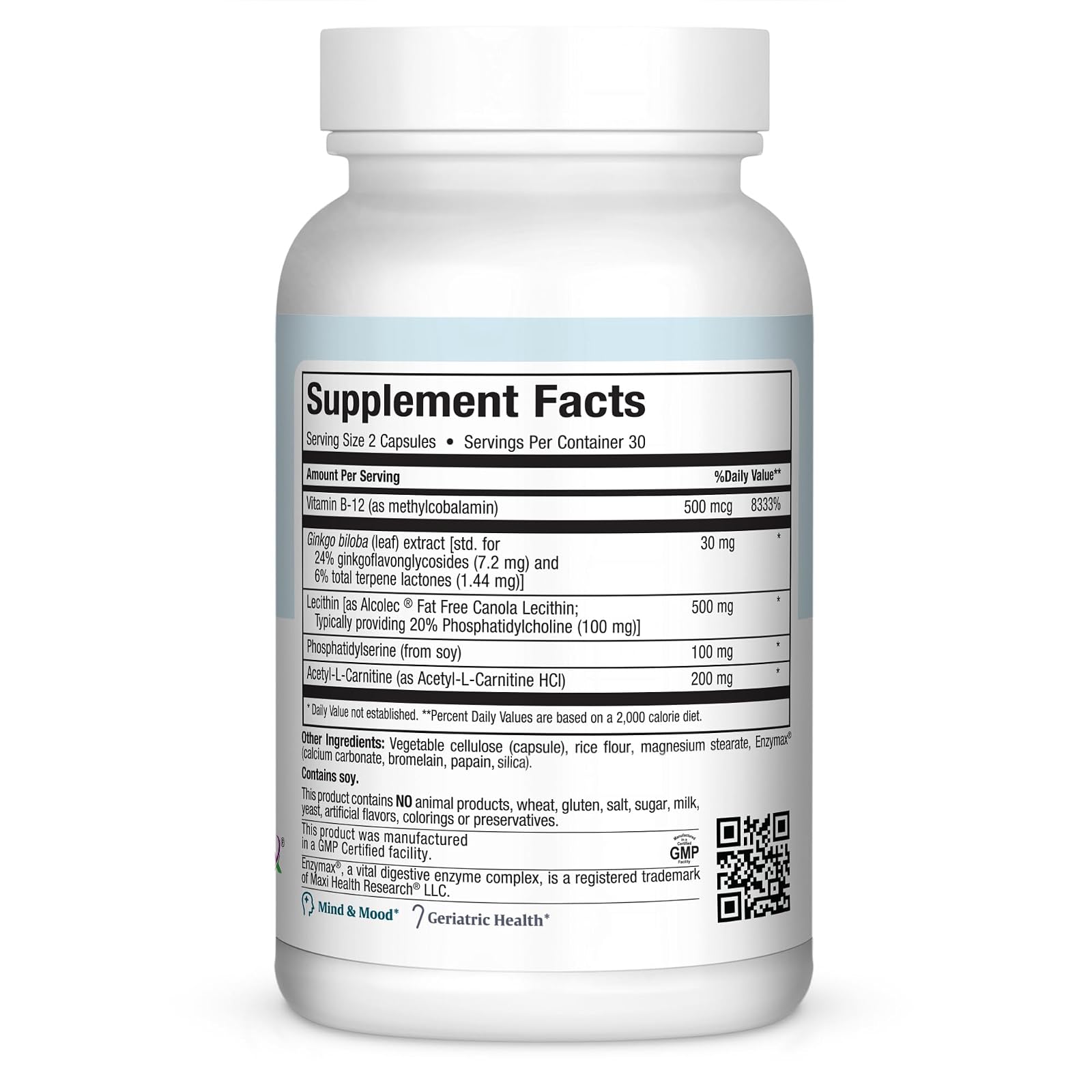 Vegetarian capsules for cognitive support