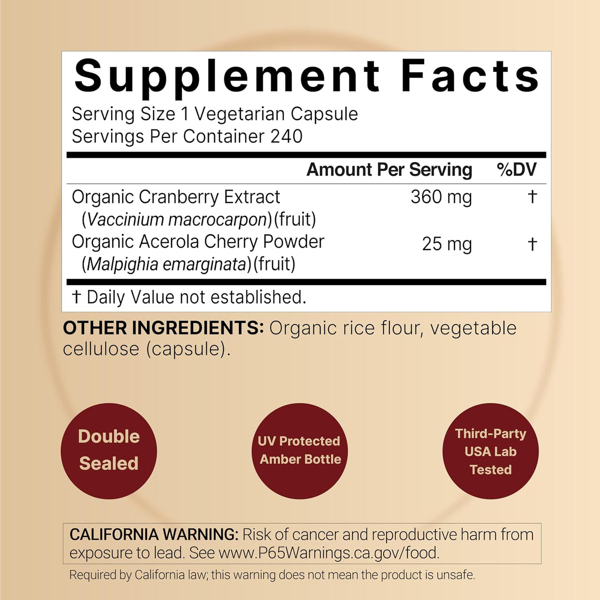 vegetarian cranberry supplement for health