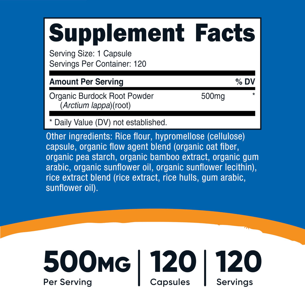 Vegetarian friendly Burdock Root capsules