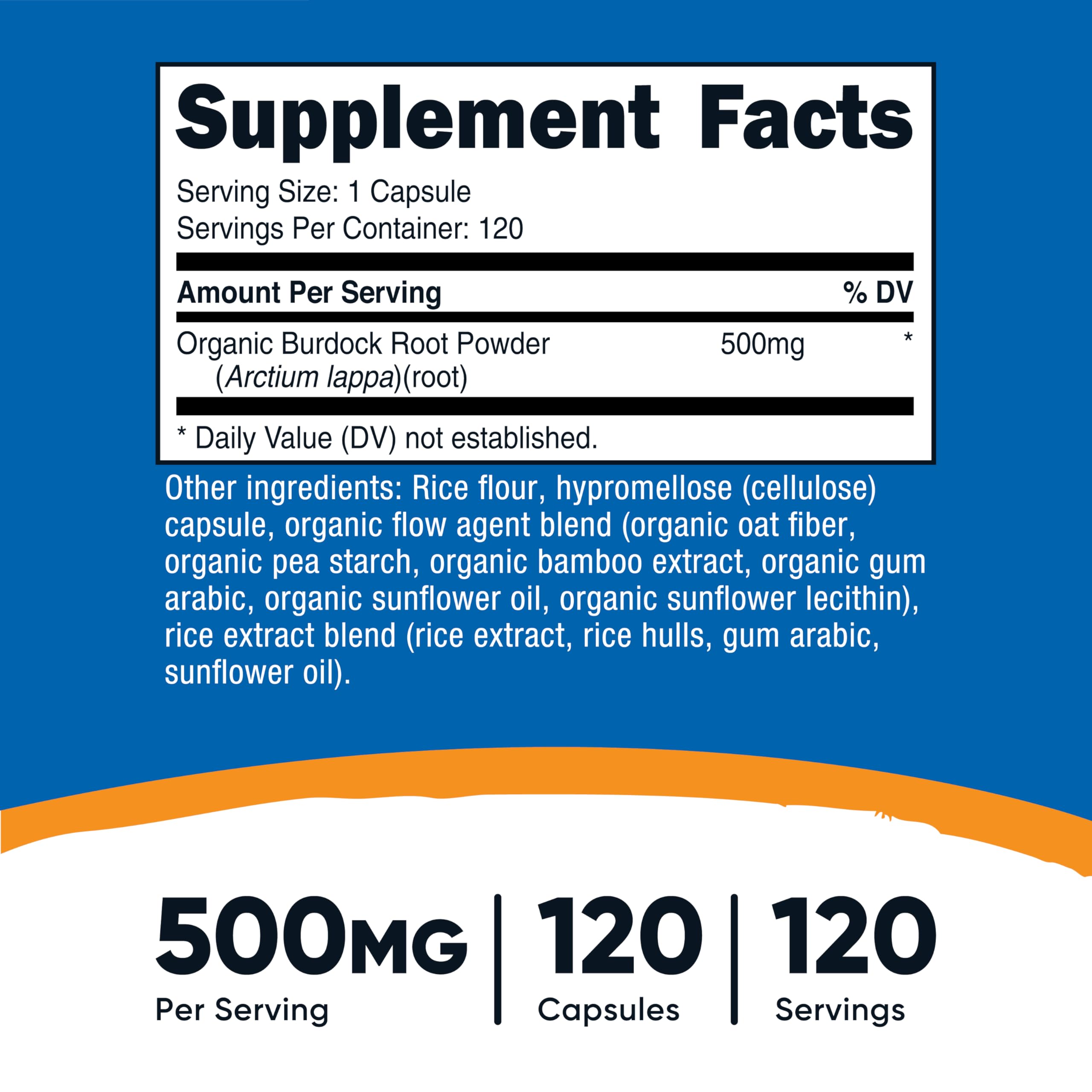Vegetarian friendly Burdock Root capsules