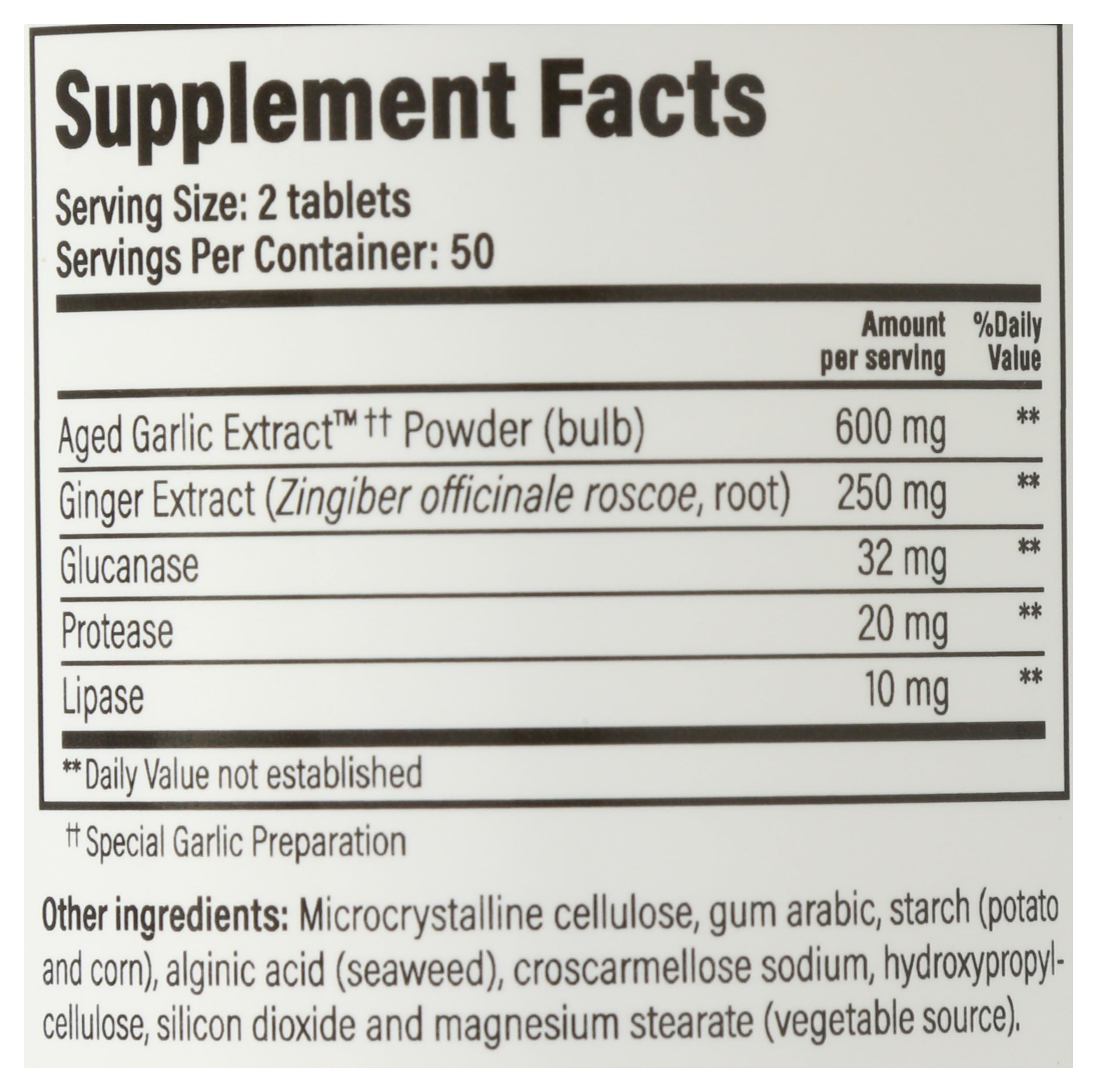 vegetarian garlic supplement tablets