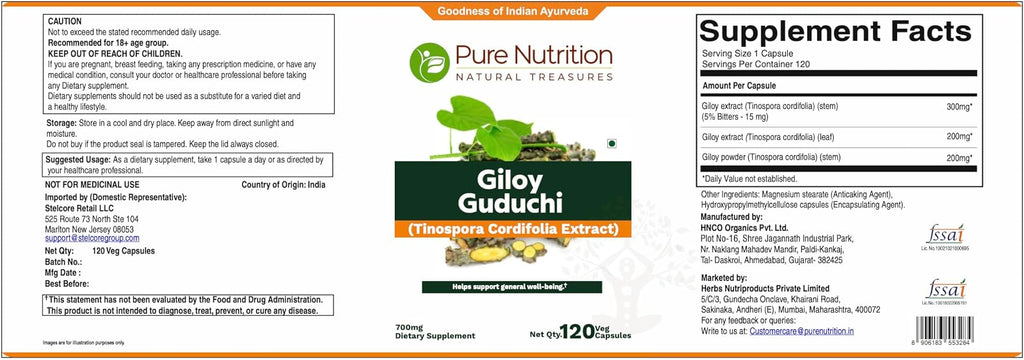 Vegetarian Giloy capsules for vitality