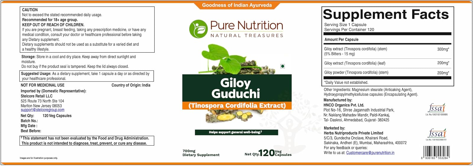 Vegetarian Giloy capsules for vitality
