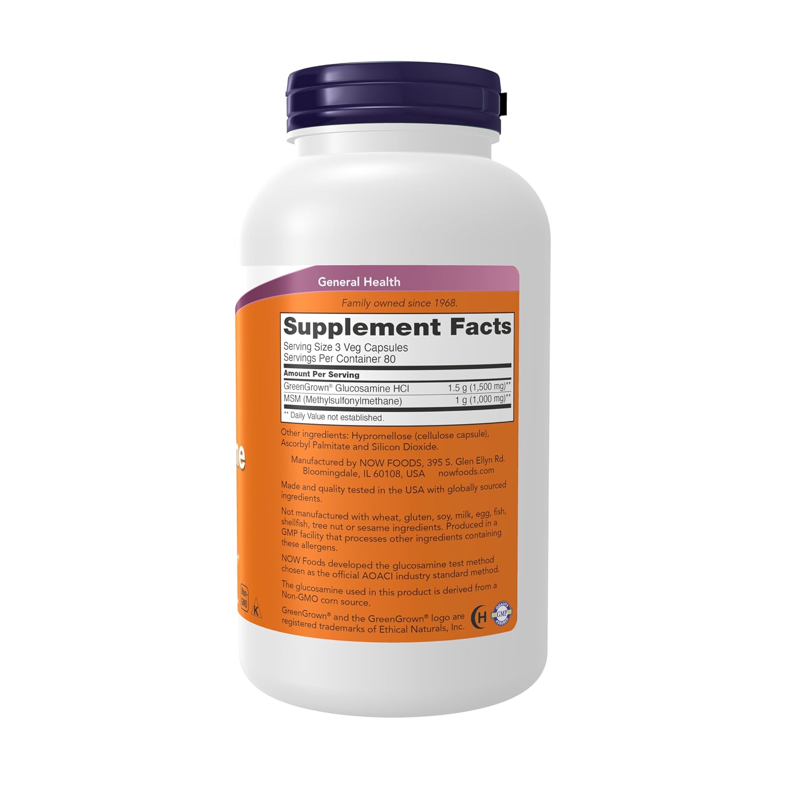 vegetarian glucosamine and MSM capsules