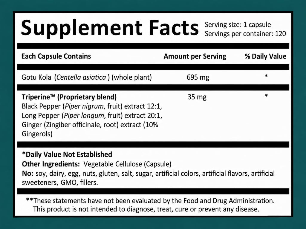Vegetarian Gotu Kola supplement benefits