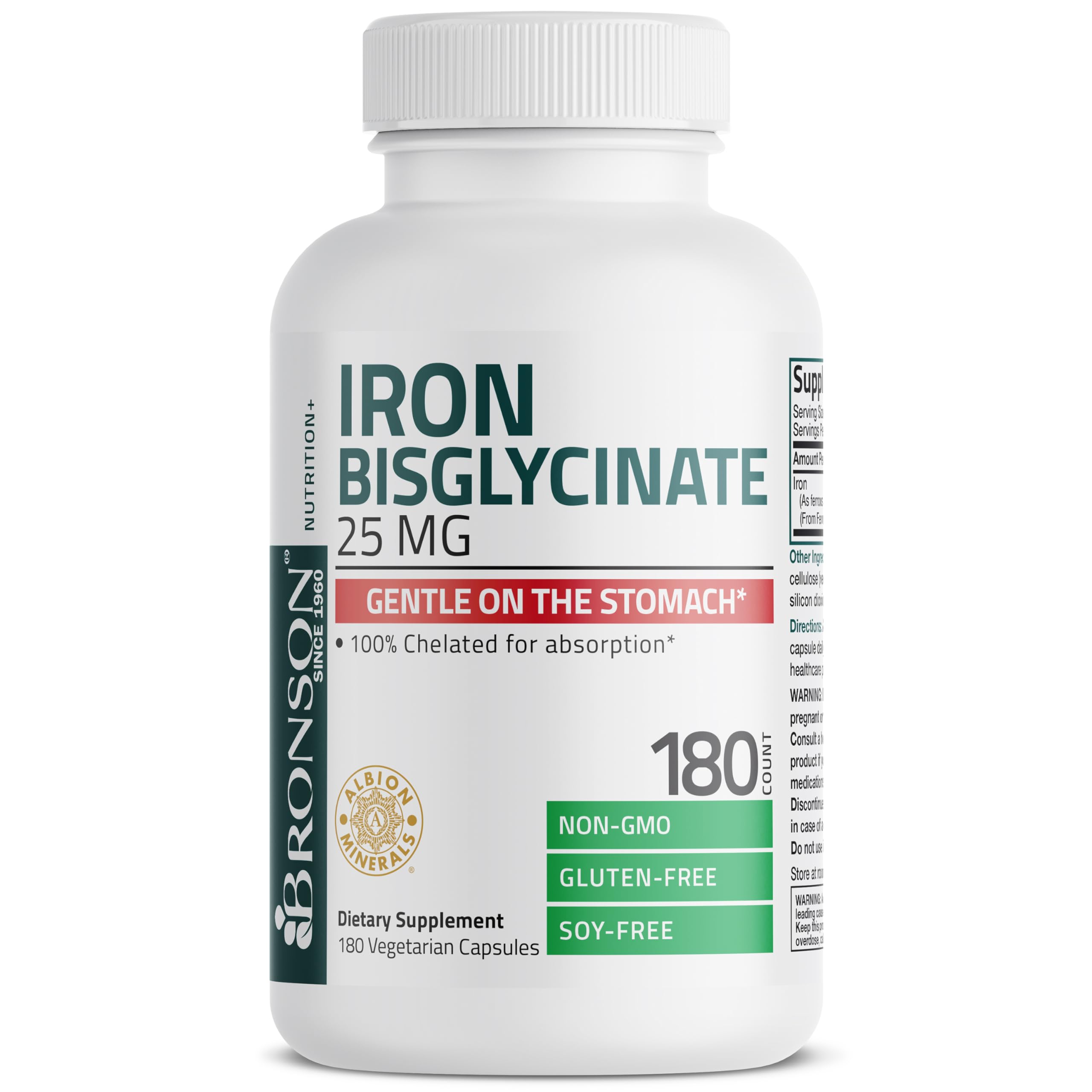 Vegetarian iron capsules for nutritional support