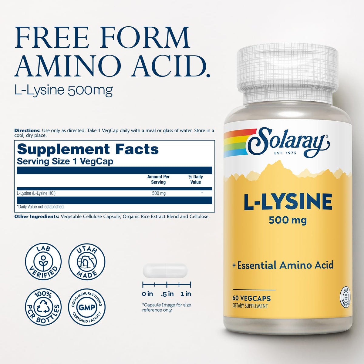 Vegetarian L-Lysine supplement for health