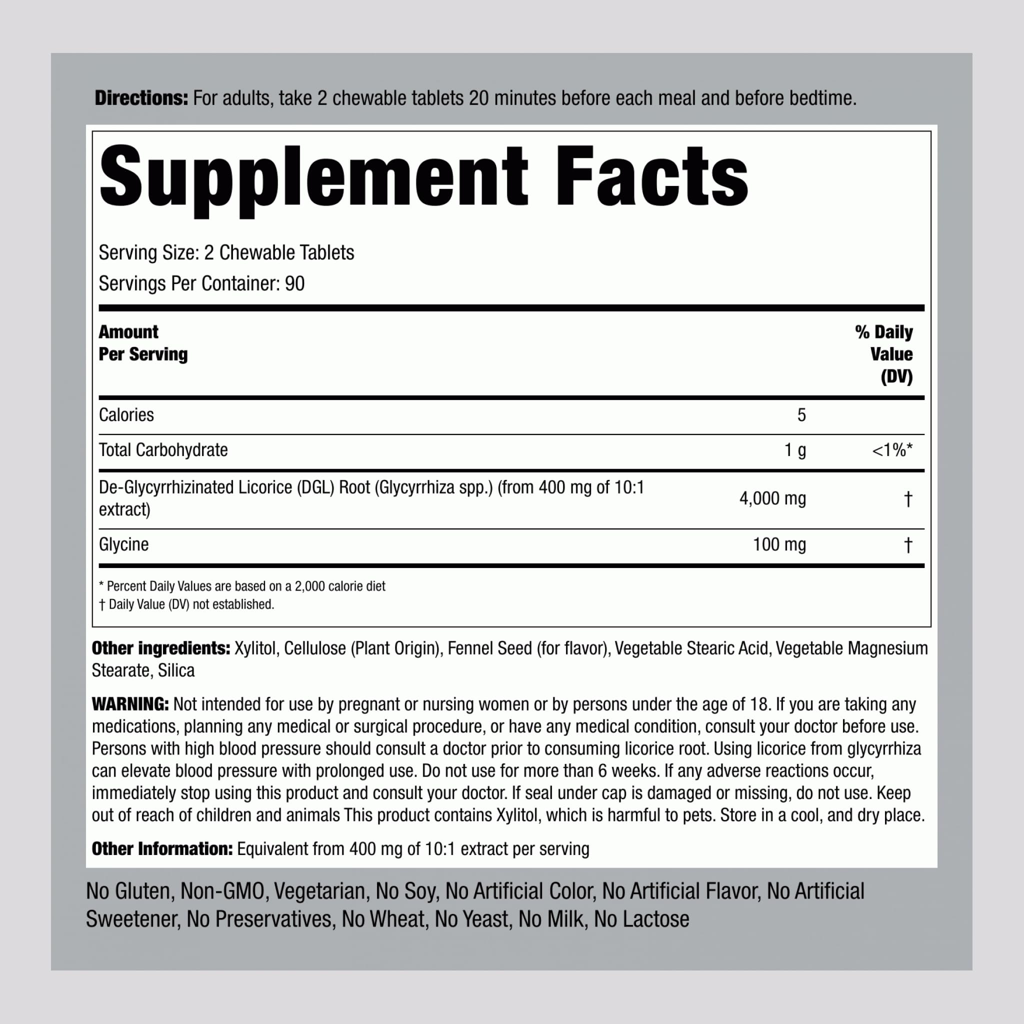 Vegetarian licorice root chewable tablets