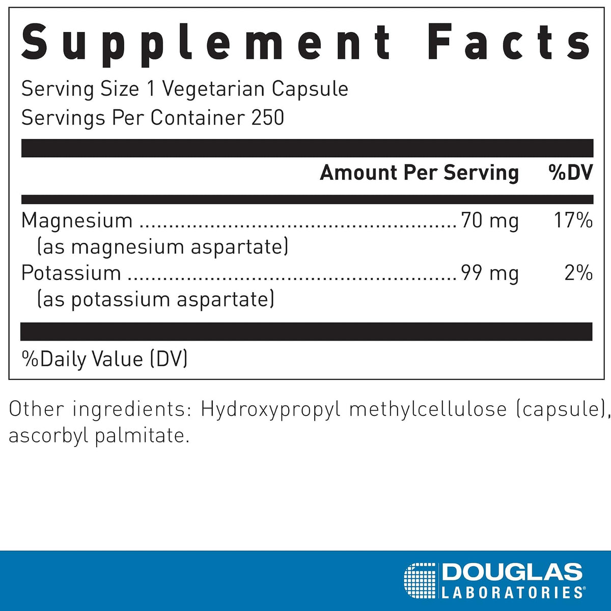 vegetarian magnesium potassium aspartate capsules