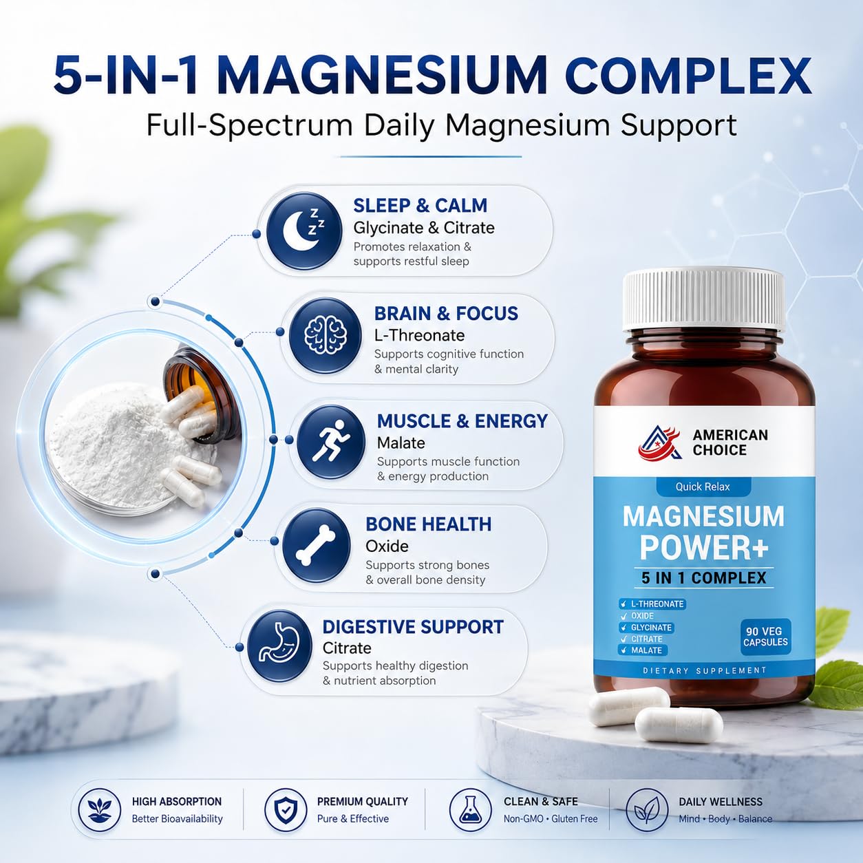 Vegetarian magnesium supplement for wellness