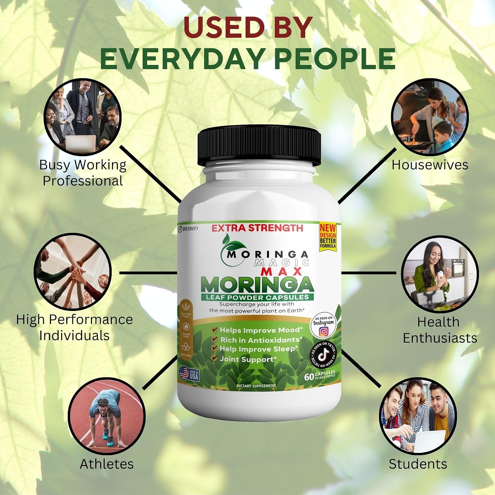 Vegetarian Moringa capsules for health benefits