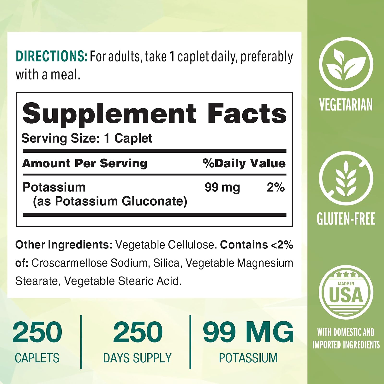 vegetarian potassium caplets for energy