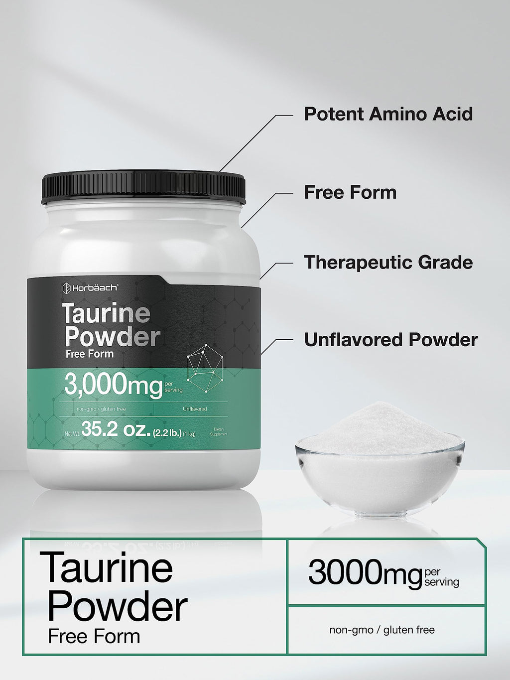 Vegetarian taurine powder for muscle support