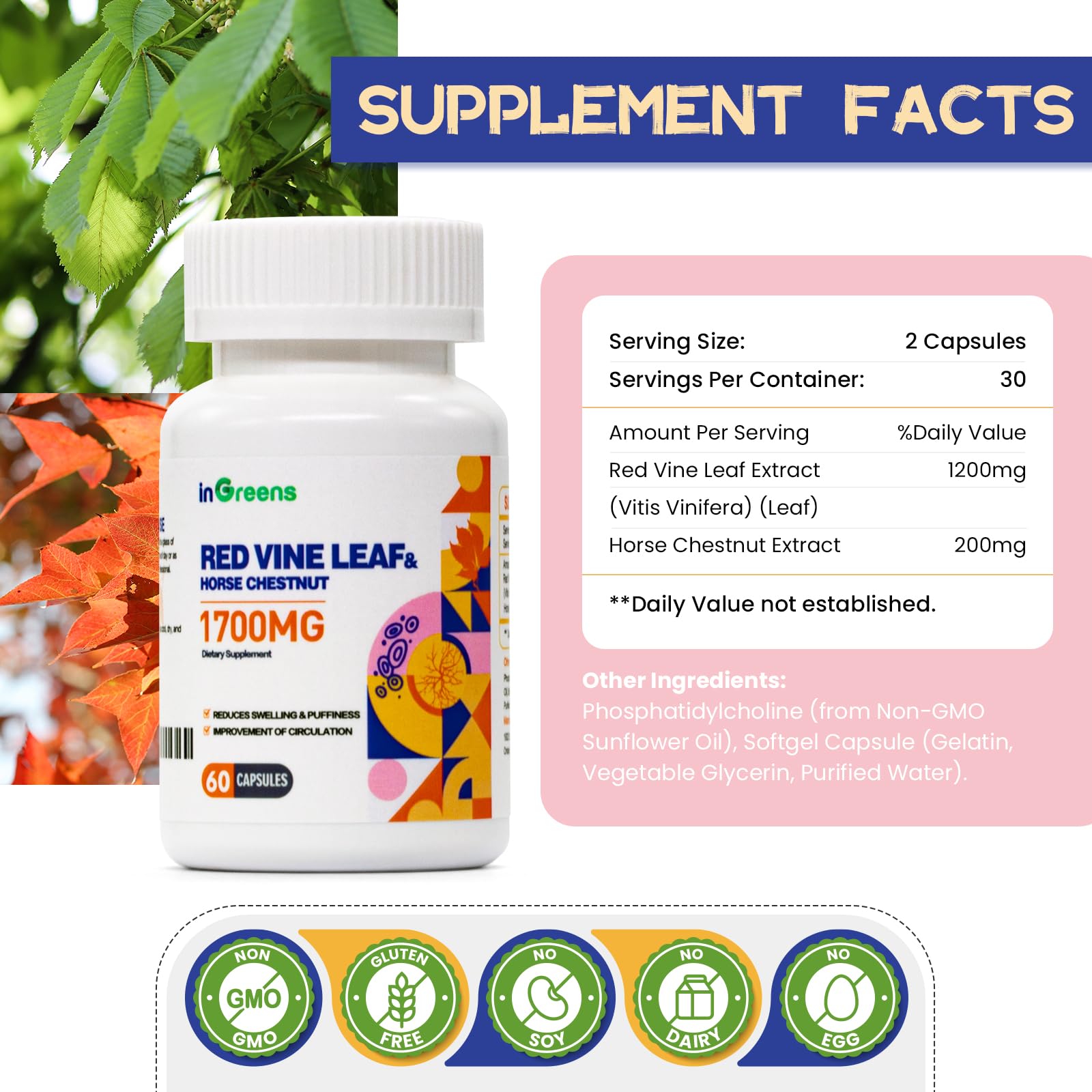 vein health benefits of inGreens red vine leaf extract
