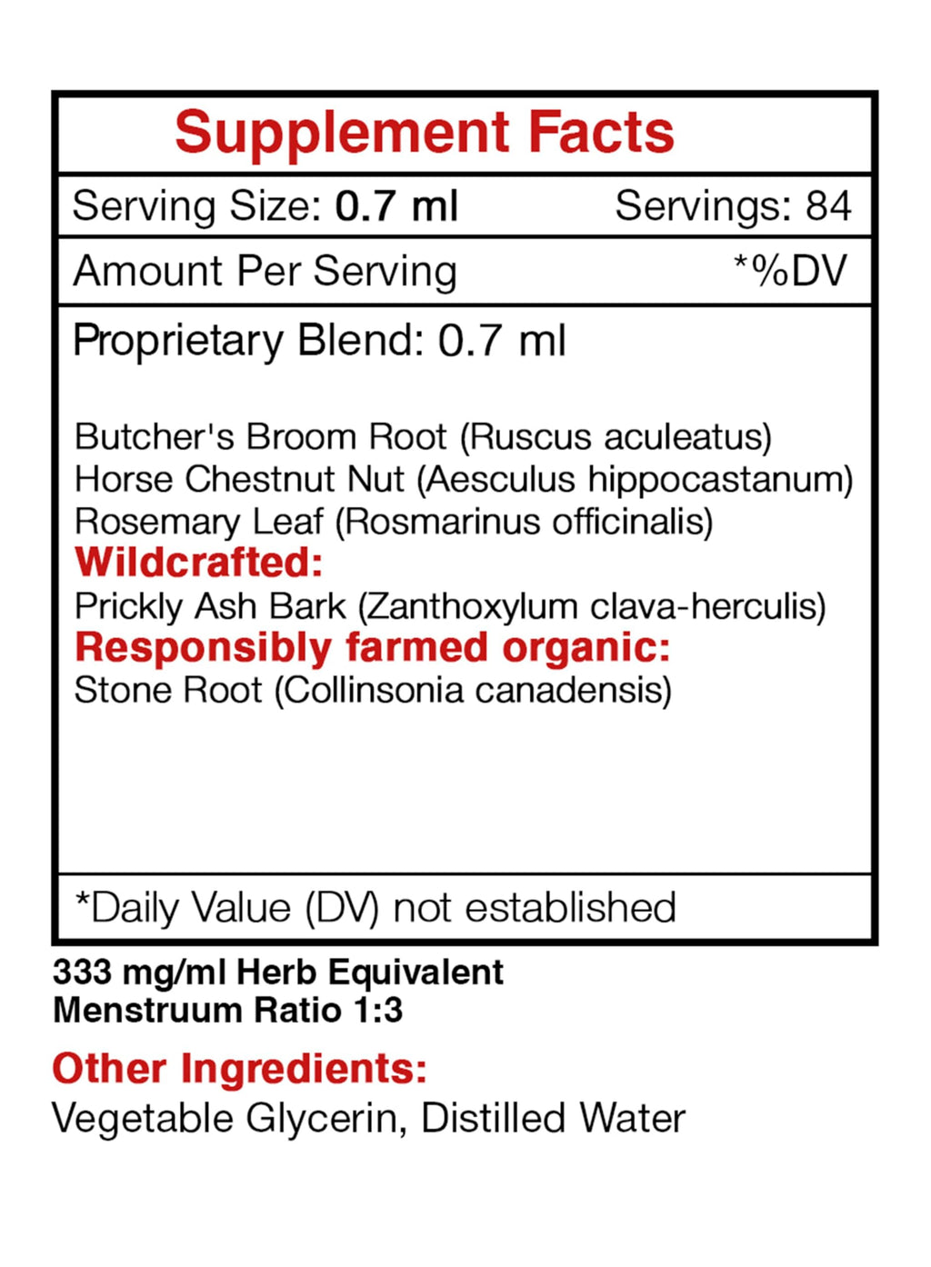 vein support liquid extract formula