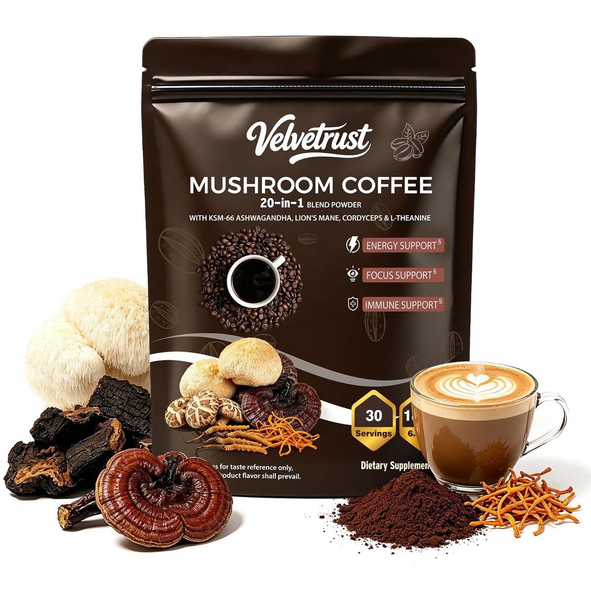 Velvetrust mushroom coffee for energy