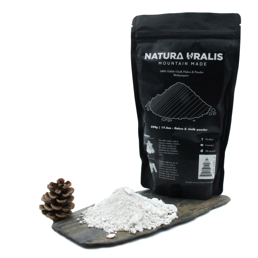 velvety texture white chalk flakes