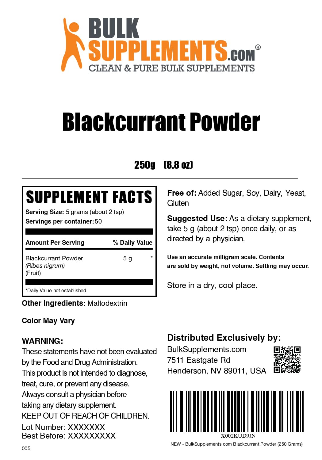 Versatile blackcurrant powder for recipes