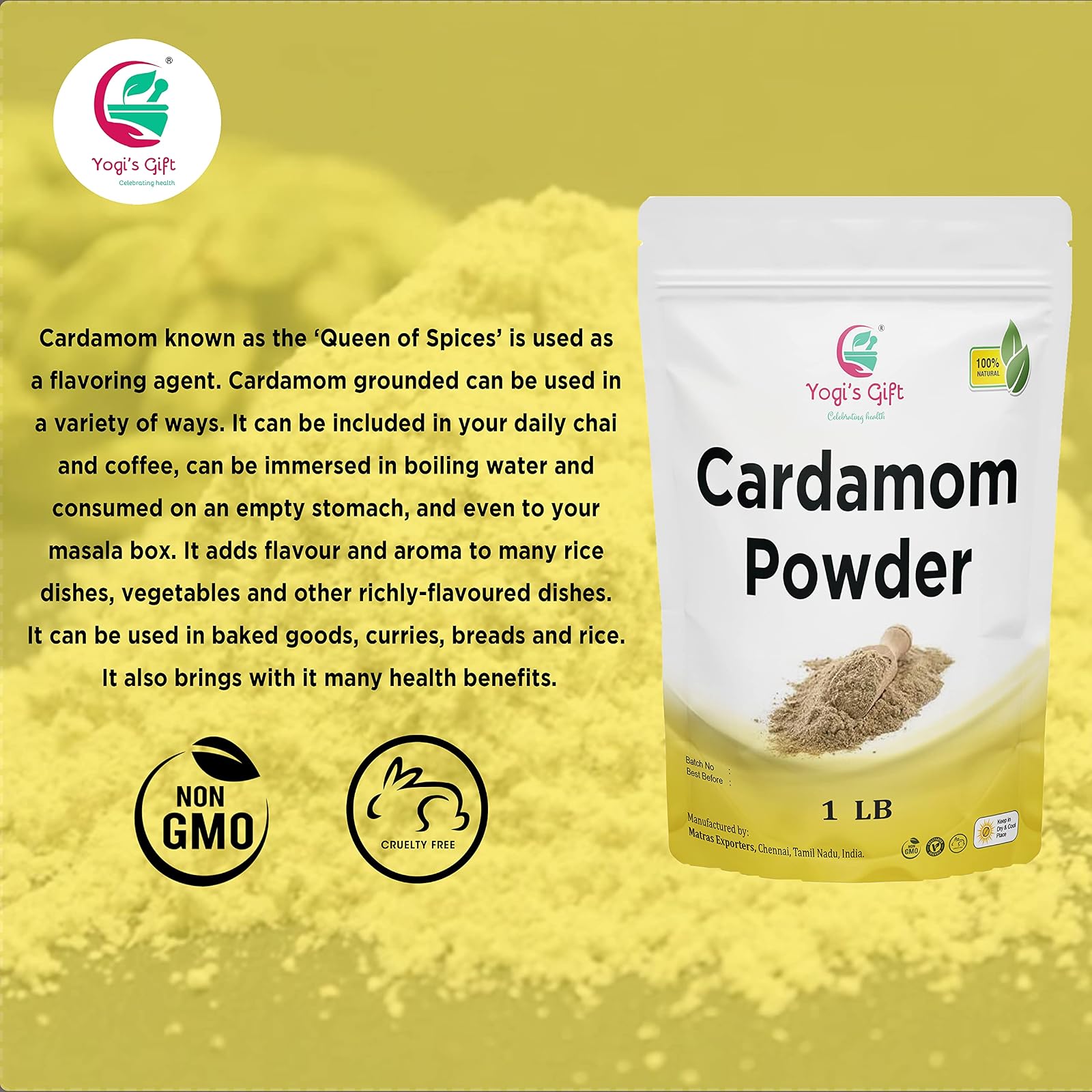Versatile cardamom powder for herbal detox tea