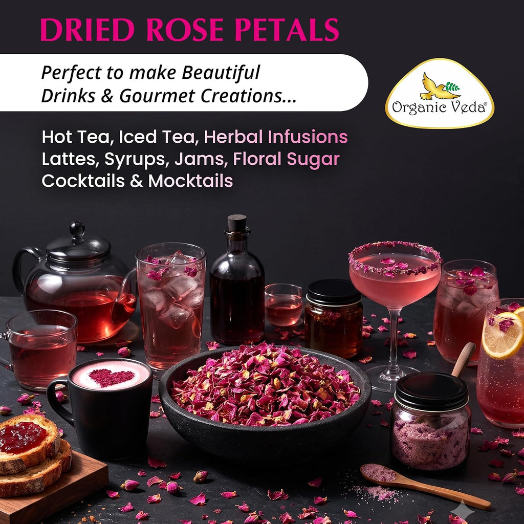 Versatile dried rose petals for herbal detox