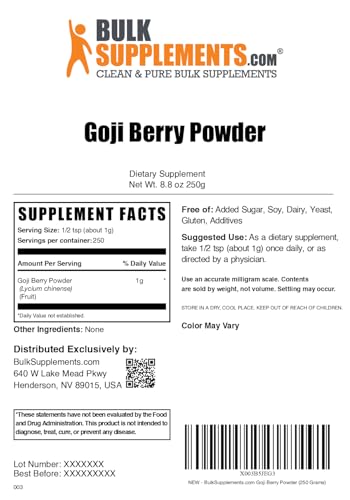 Versatile goji berry powder for smoothies