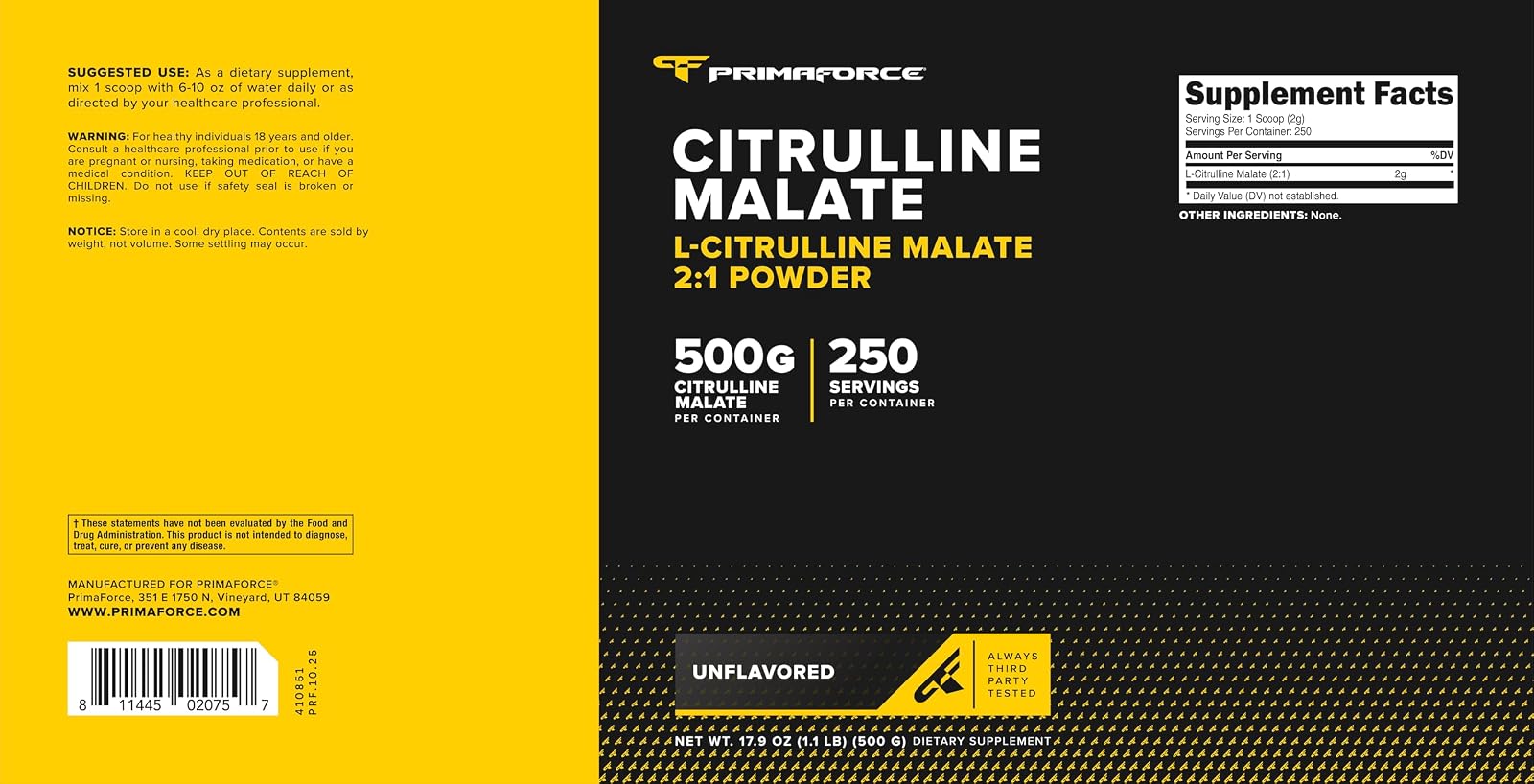 Versatile L-Citrulline Malate for muscle support