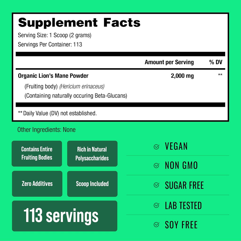 Versatile Lion's Mane powder for smoothies and baking