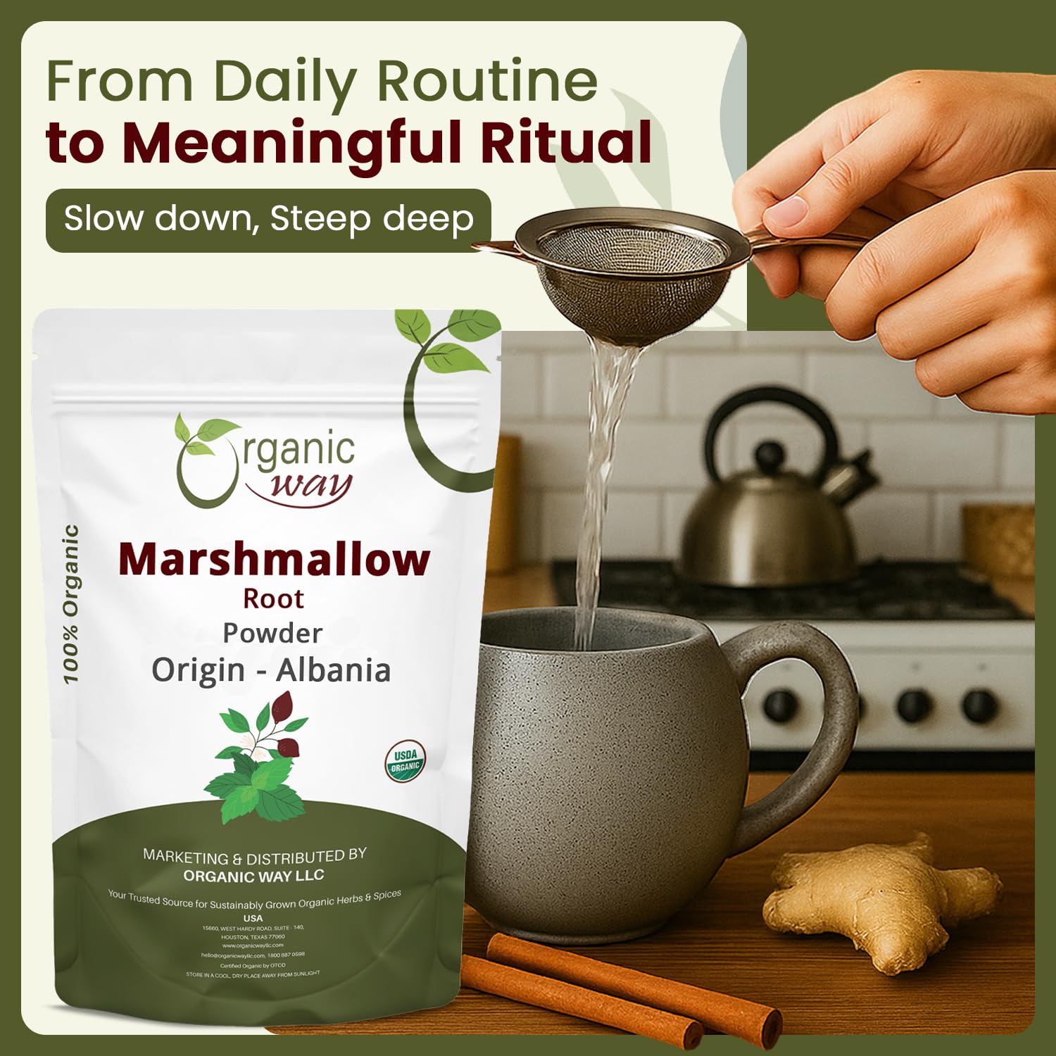 Versatile marshmallow root powder for recipes