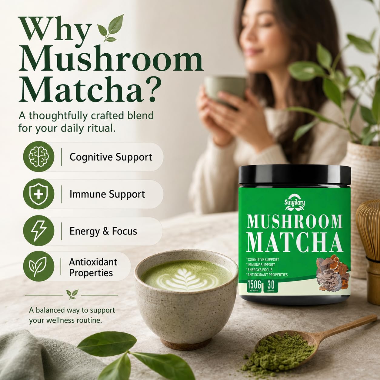 Versatile matcha for smoothies and lattes