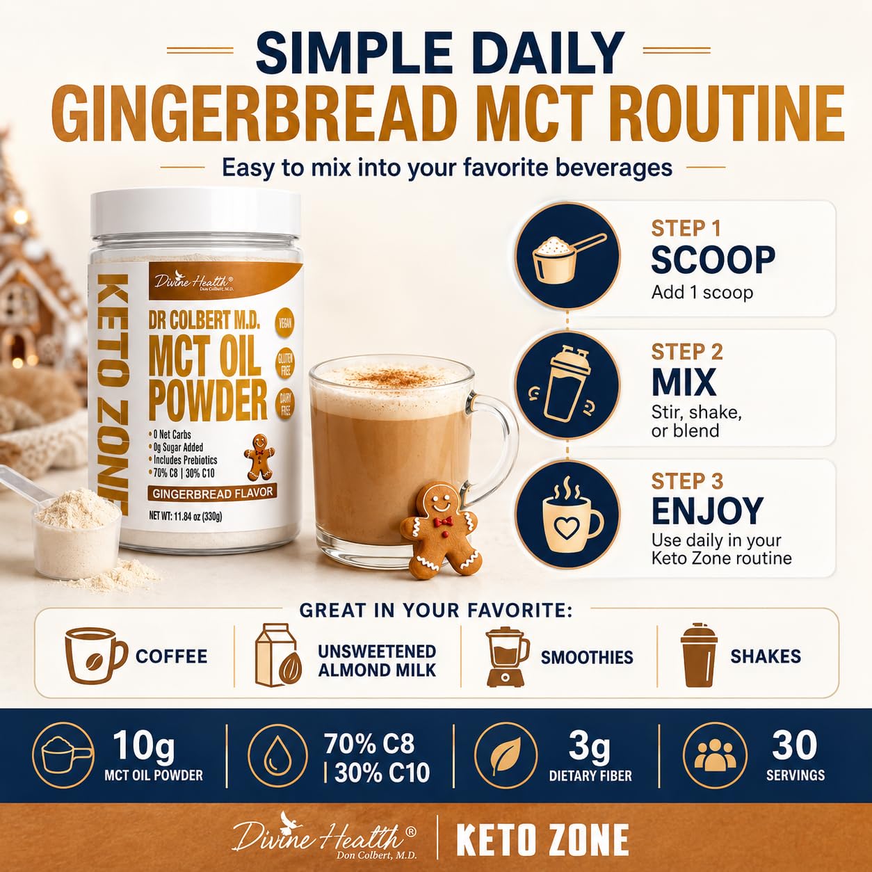 Versatile MCT oil for smoothies and baking