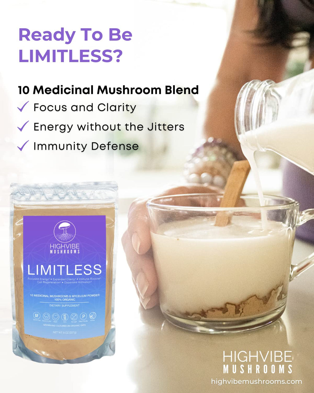 Versatile mushroom powder for smoothies