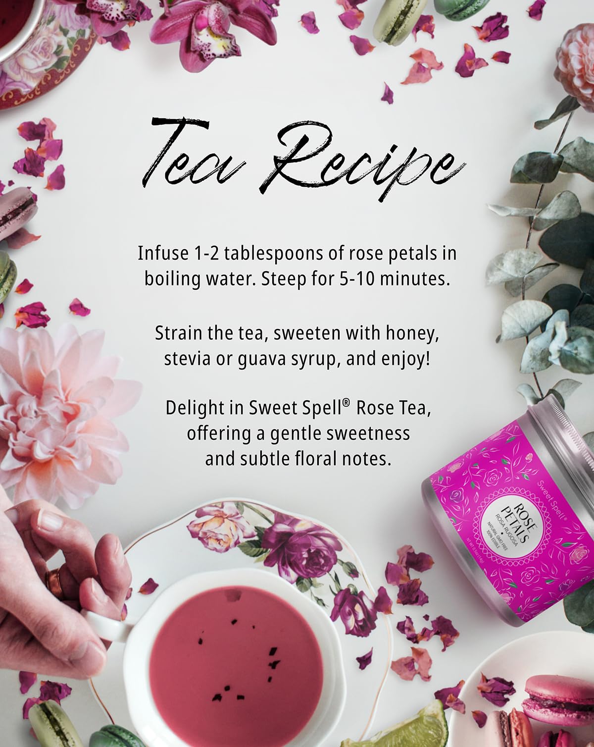 Versatile rose petals for ginger tea recipes