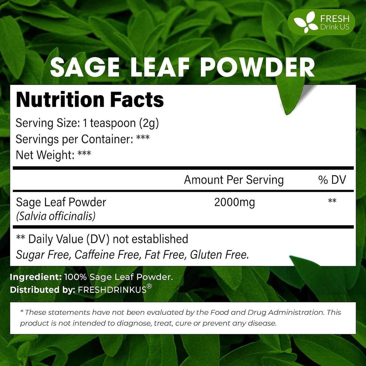 Versatile sage leaf powder for recipes