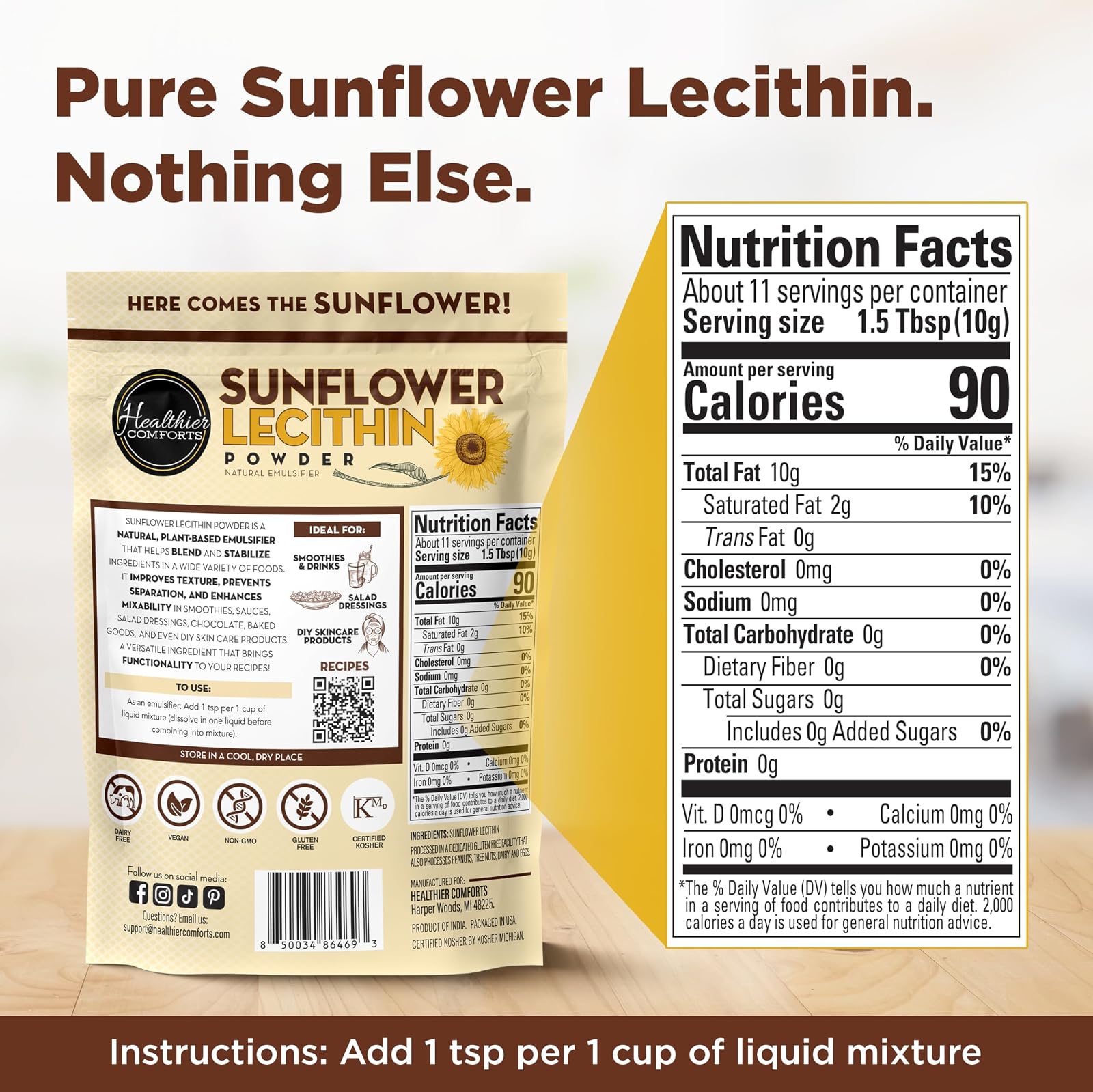 Versatile sunflower lecithin powder for health