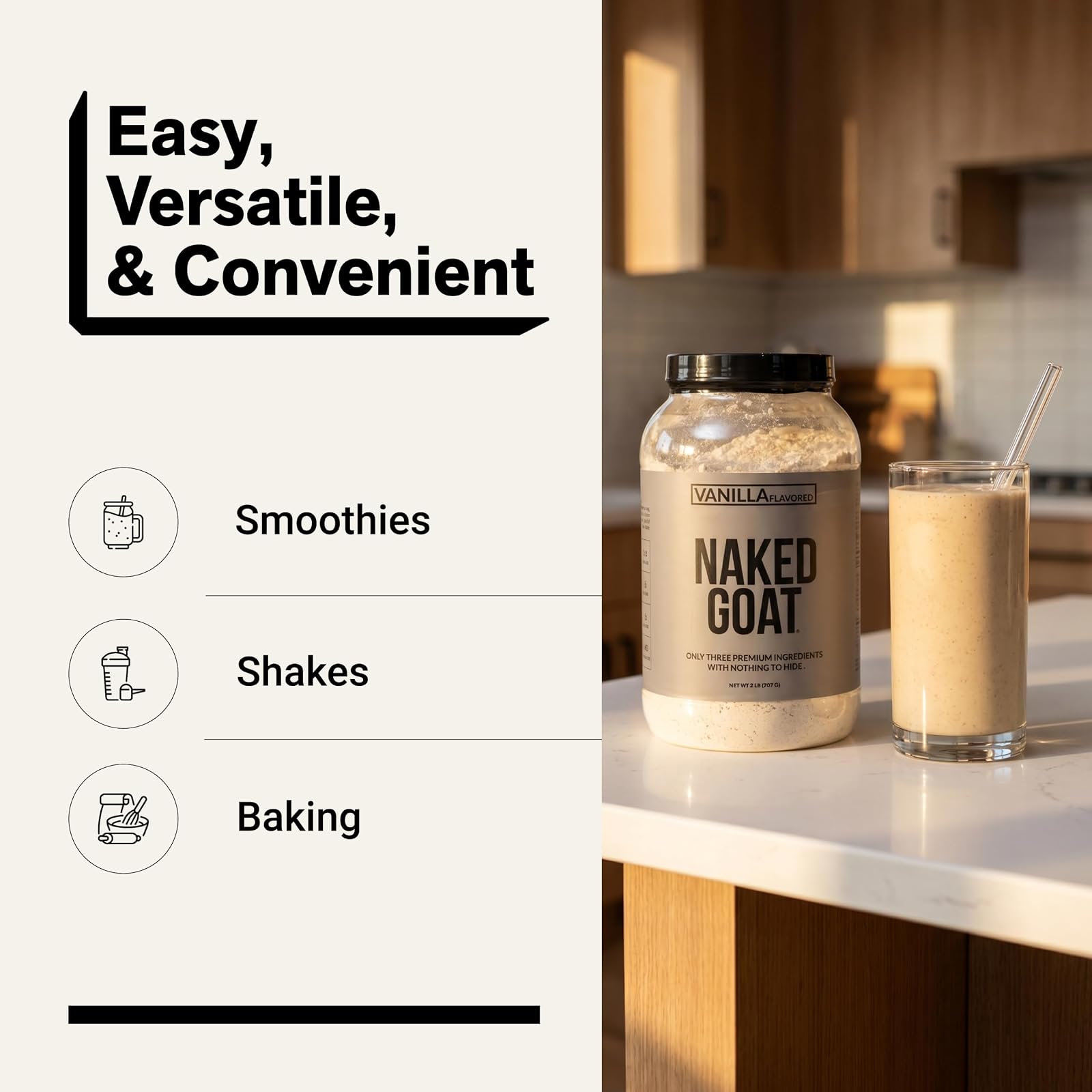 Versatile whey protein for smoothies