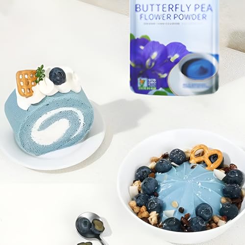 vibrant blue butterfly pea flower powder