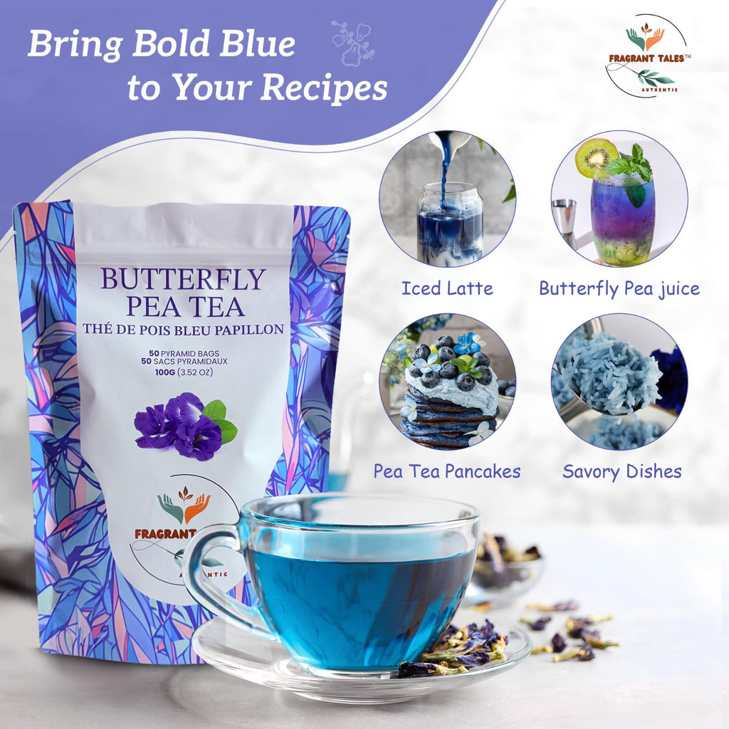 vibrant blue butterfly pea flower tea