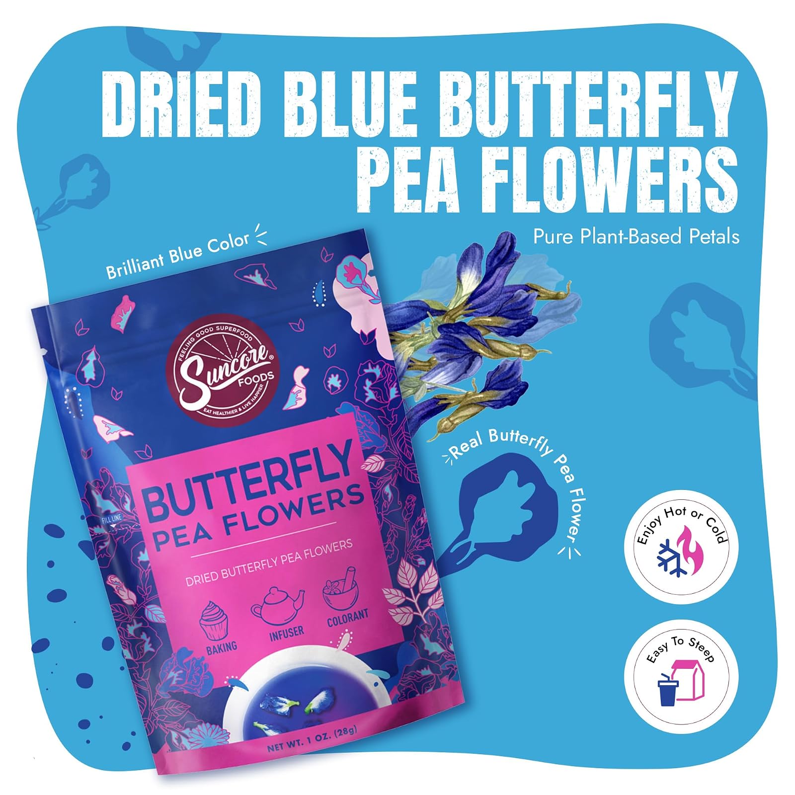 vibrant blue butterfly pea flowers