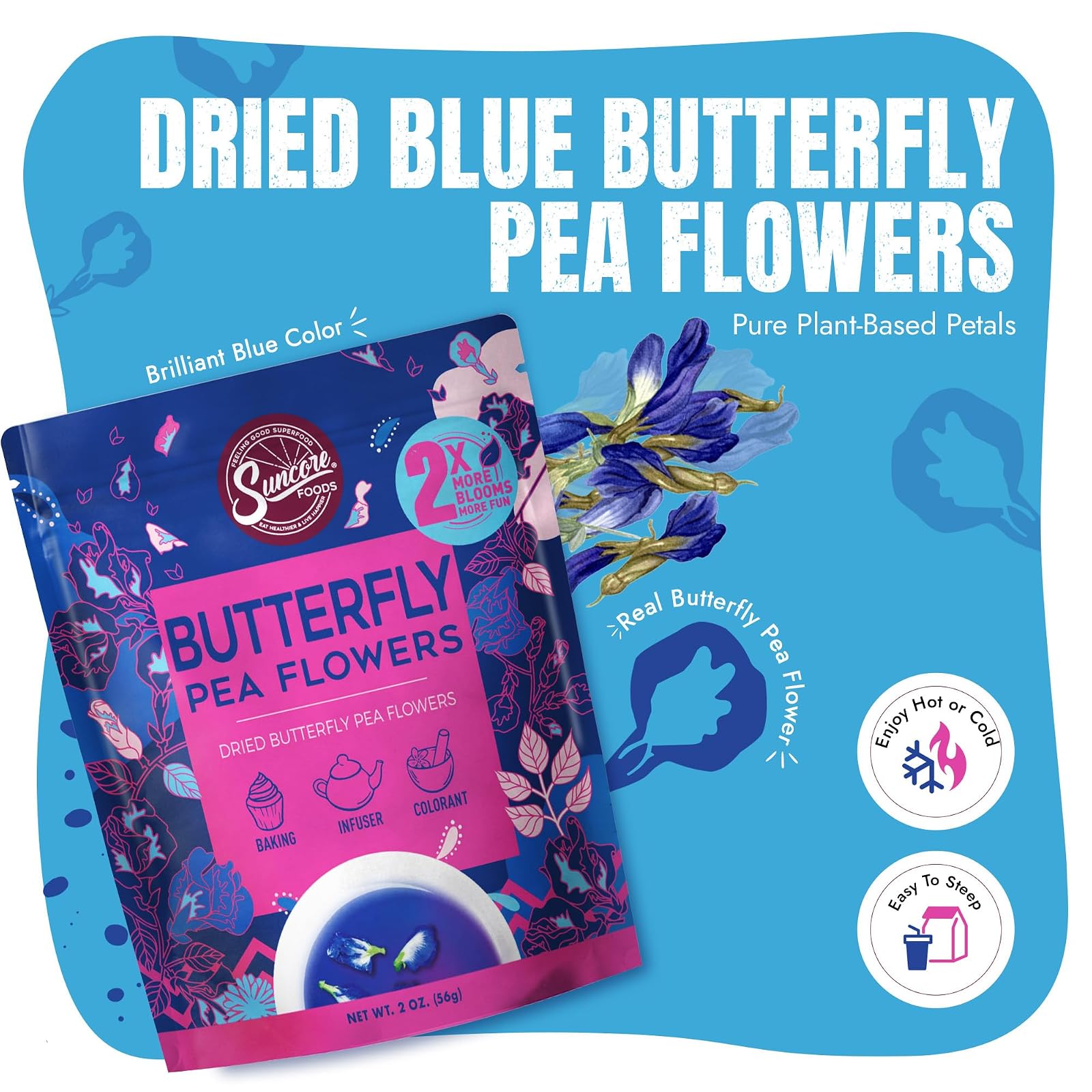 vibrant blue butterfly pea flowers
