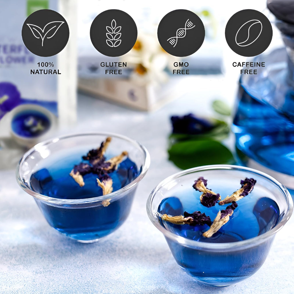 vibrant blue butterfly pea herbal infusion