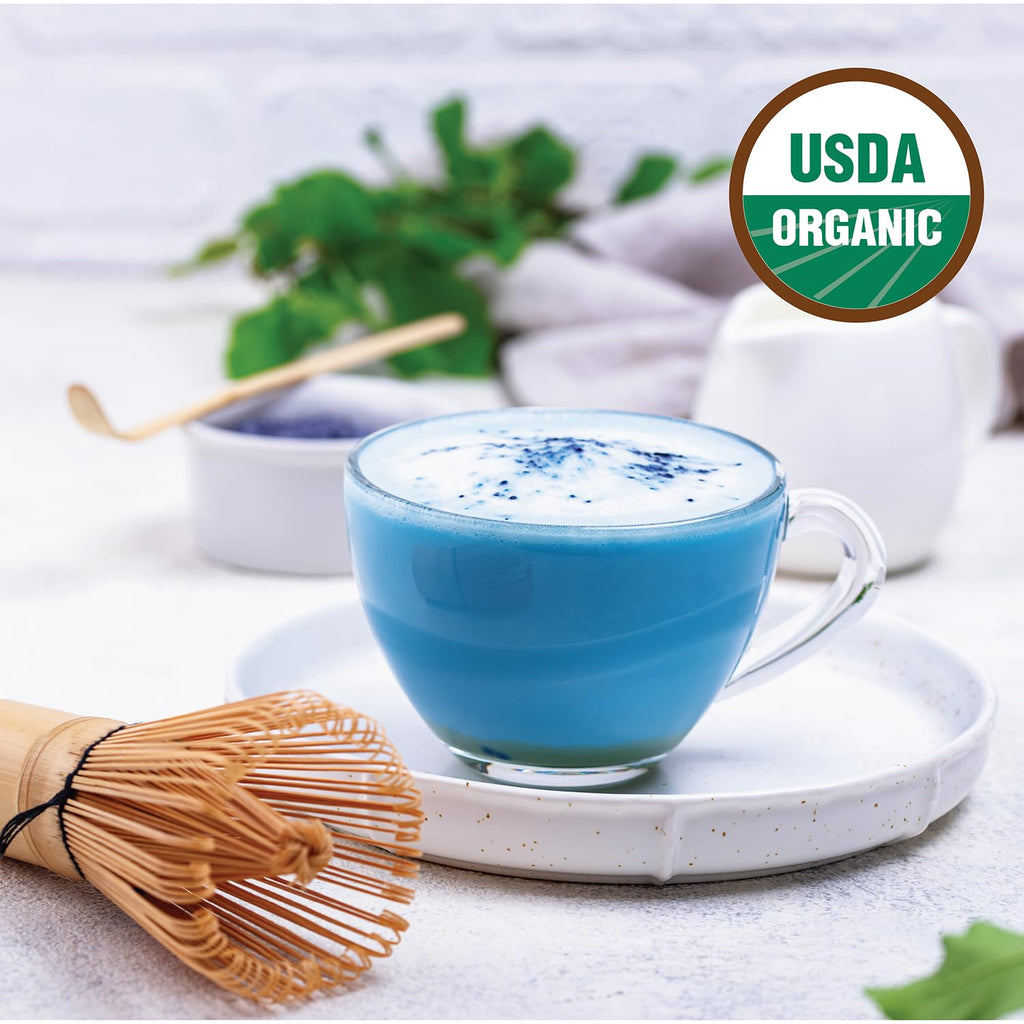 vibrant blue butterfly pea powder