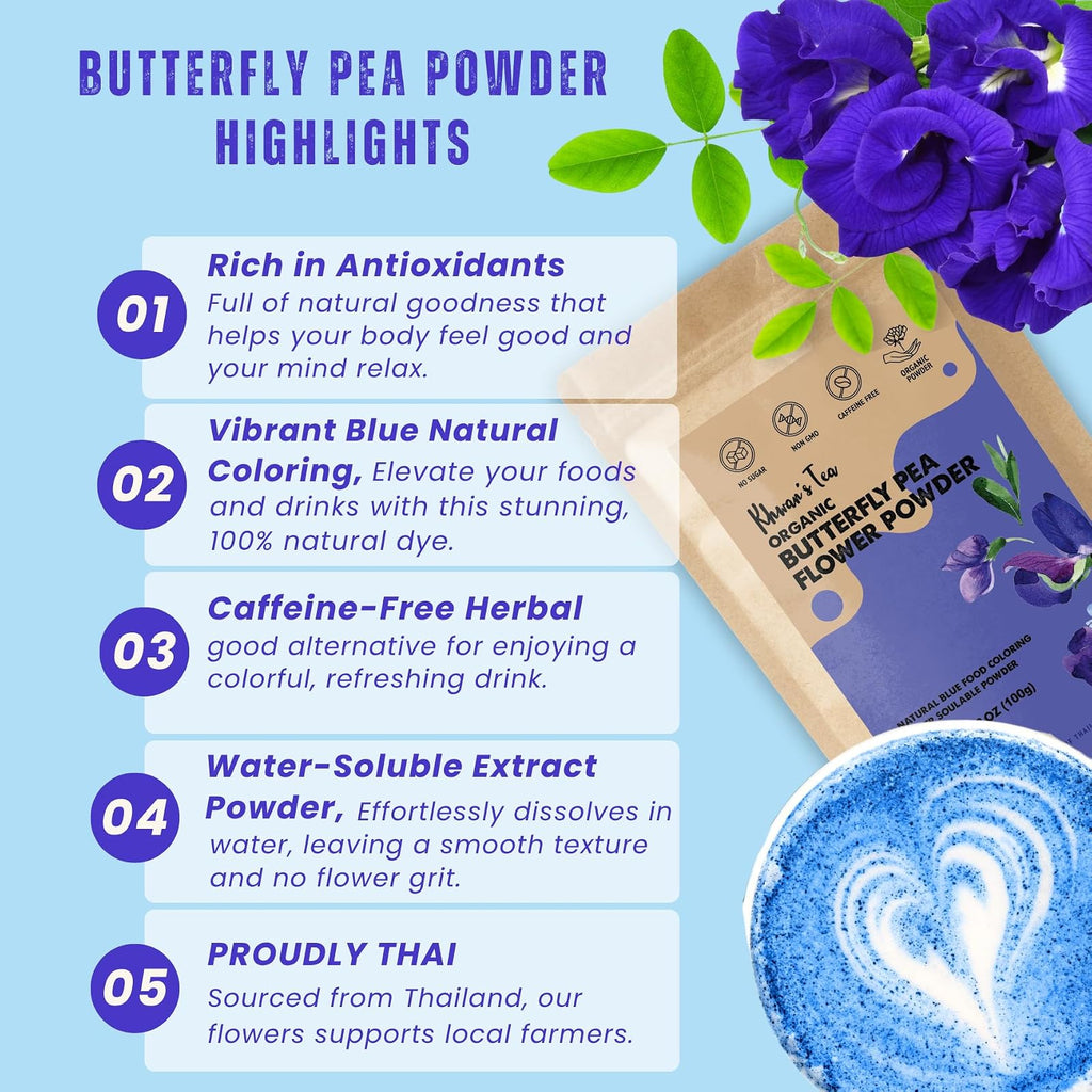 vibrant blue butterfly pea tea