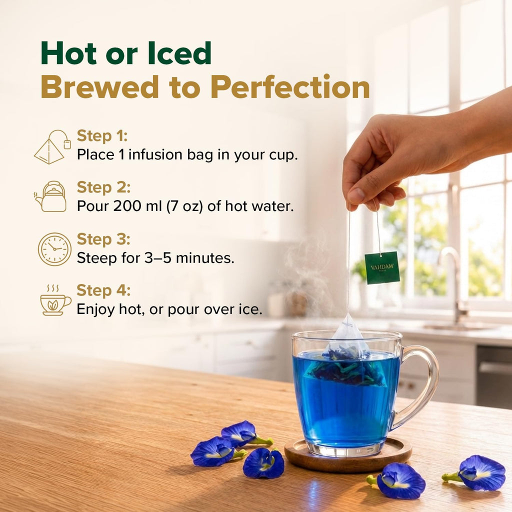 vibrant blue butterfly pea tea