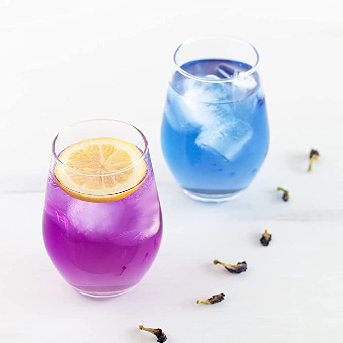 vibrant blue butterfly pea tea