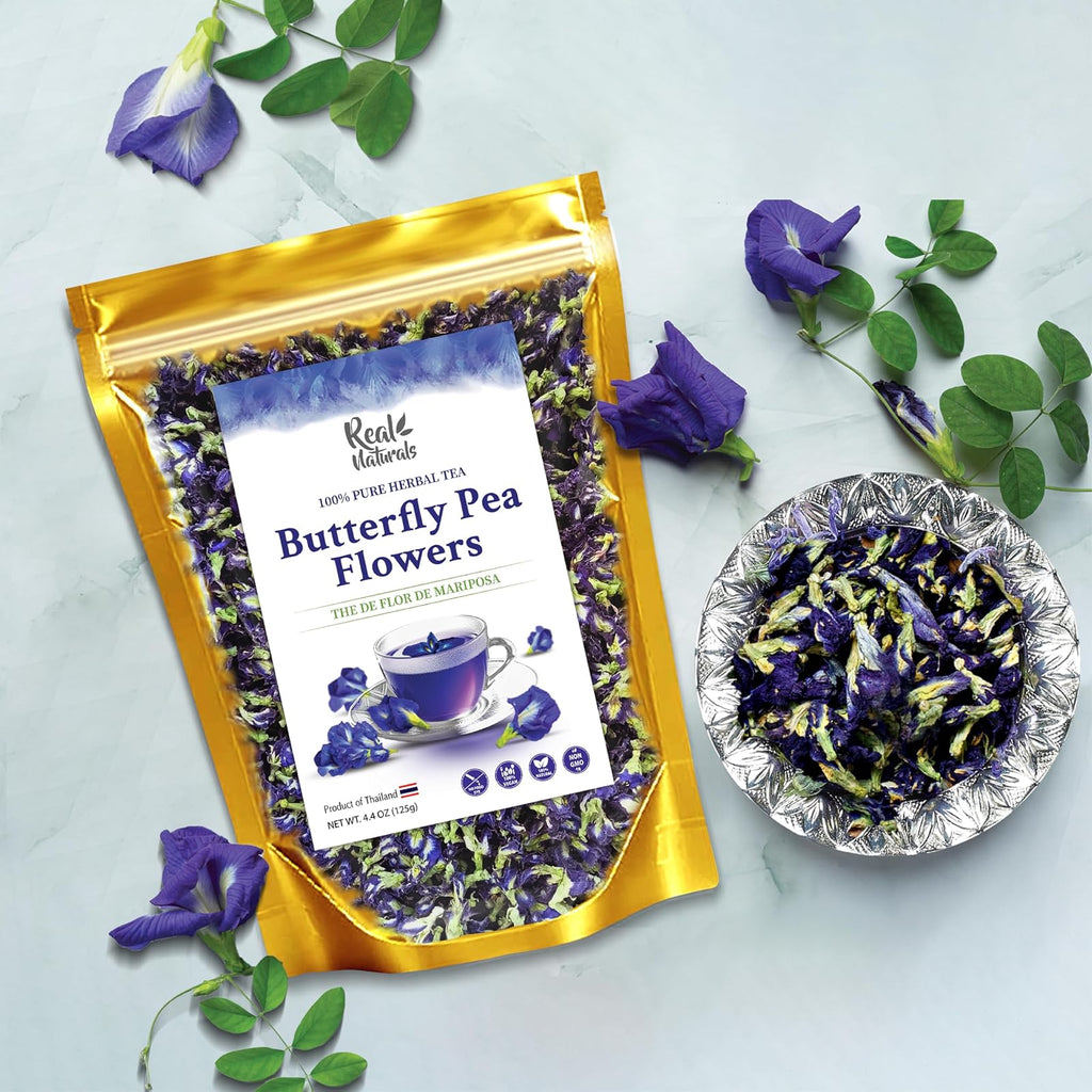 vibrant blue butterfly pea tea