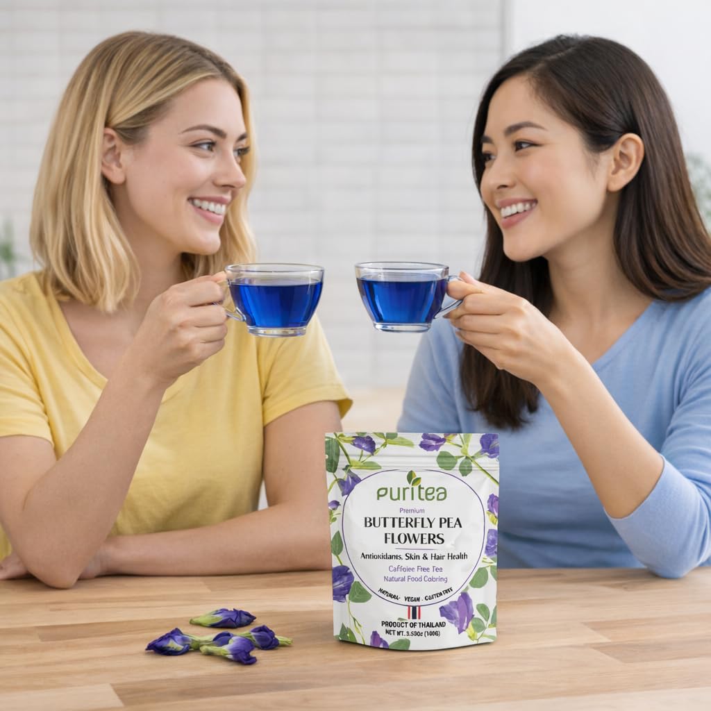 vibrant blue butterfly pea tea