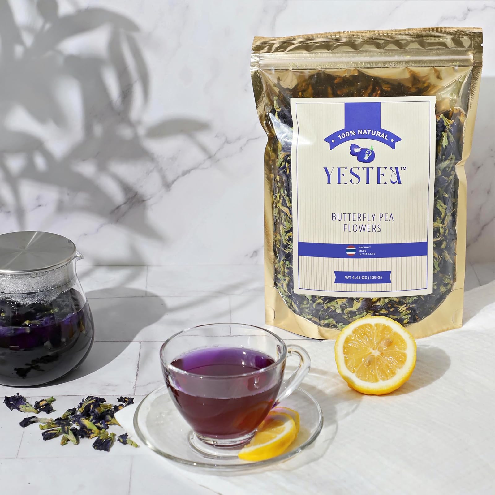 vibrant blue herbal detox tea