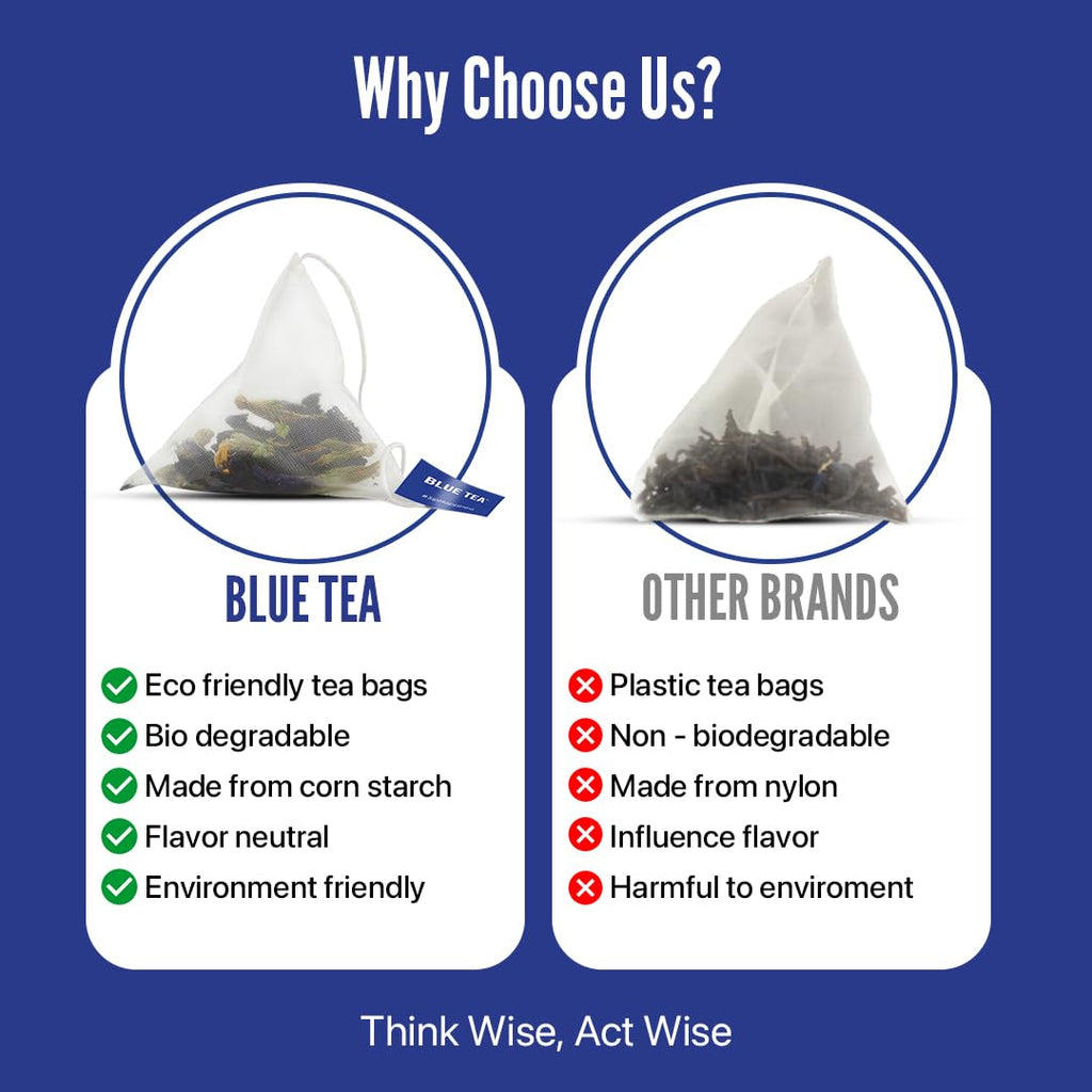vibrant blue herbal tea bags